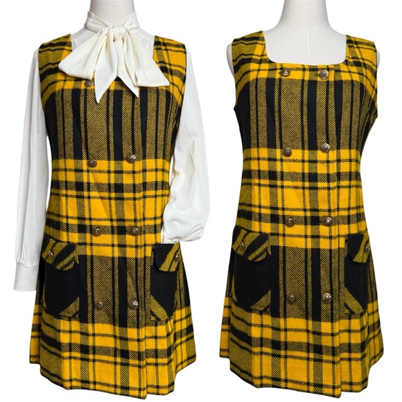 Vintage | Dresses | Vintage 972 Lemon Frog Sears Jumper Black Gold ...